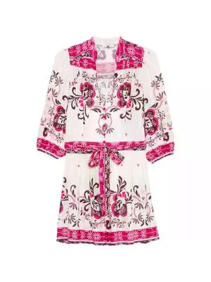 TWINSET Floral-print Button-fastening Midi Dress - Pink