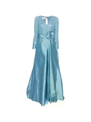 Rosa Clara Sequin Flower-appliqué Gown
