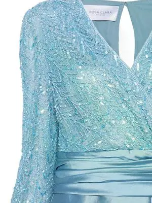 Rosa Clara Sequin Flower-appliqué Gown