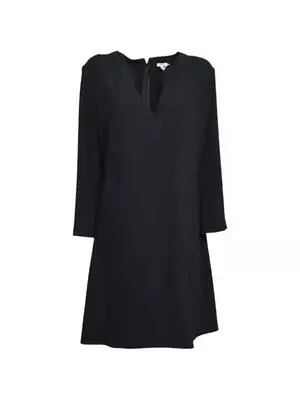 Aspesi V-neck Mini Dress With Long Sleeves And Zip Fastening - Black