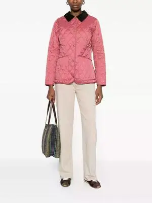 Barbour Quilted Jacket With Corduroy Collar - Pink