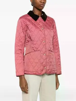 Barbour Quilted Jacket With Corduroy Collar - Pink