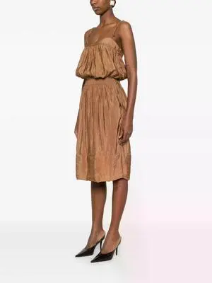 Saint Laurent Side-drawstring Shirred Midi Dress