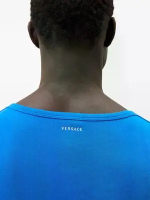 Versace Embroidered Ribbed Cotton-jersey T-shirt
