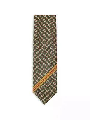 Versace Printed Jacquard Silk Tie - Green