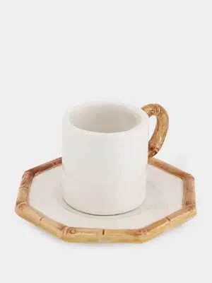 LES-OTTOMANS Bamboo Ceramic Coffee Cup And Saucer