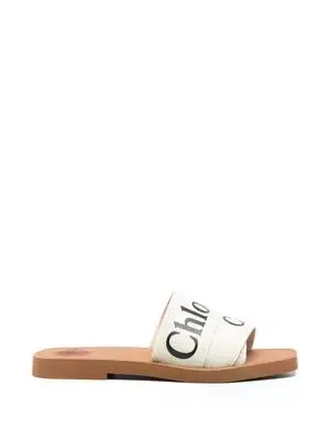 Chloé Woody Logo-detail Slides - Neutrals