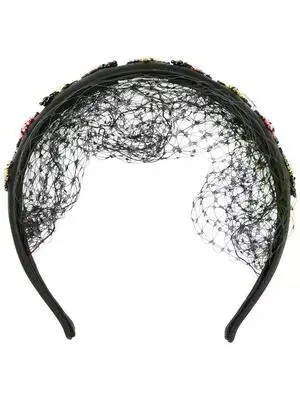 Red Valentino Bug-beaded Headband - Black