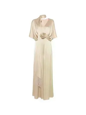 THE COUTURE CLUB Flower-appliqué Jumpsuit - Neutrals