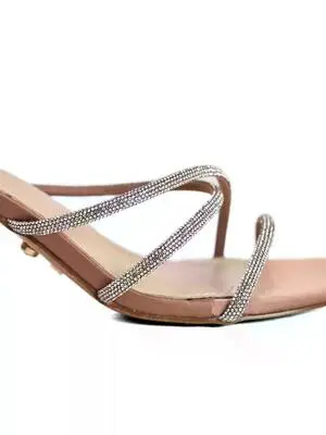 TWENTY FOURHAITCH Crystal-embellished Slip-on Sandals - Brown