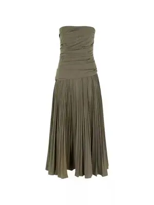 Simkhai Aria Pleated Strapless Dress - Green