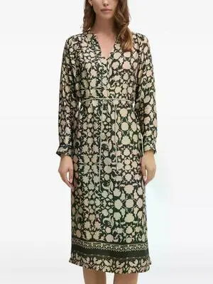 LA PETITE FRANÇAISE Floral-print V-neck Midi Dress - Neutrals