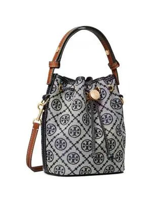 Tory Burch Mini Monogram Bucket Bag - Grey