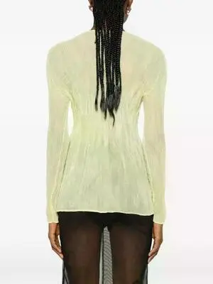 Issey Miyake V-neck Ruffled T-shirt - Green