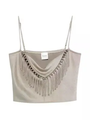 Nanushka Fringe-detail Sleeveless Top - Grey