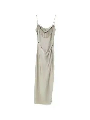 Nanushka Rachana Fringe Slip Midi Dress - Neutrals