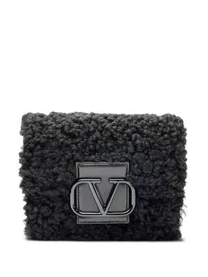 Valentino Garavani Vlogo Signature Textured Shoulder Bag - Black