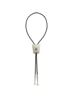 Ralph Lauren Braided Leather Bolo Tie - Silver