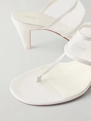 NEOUS Vena 65 Leather-trimmed Mesh Sandals - Neutrals