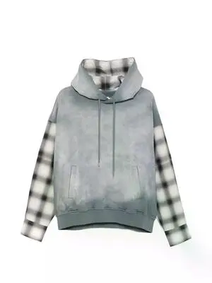 FENG CHEN WANG Check-pattern-sleeve Hoodie