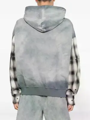 FENG CHEN WANG Check-pattern-sleeve Hoodie