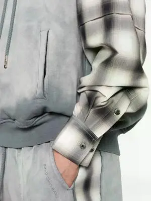 FENG CHEN WANG Check-pattern-sleeve Hoodie