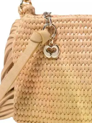 Maje Miss M Raffia Clutch With Chain Strap And Fringe Detail