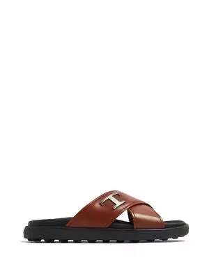 TOD'S Leather Crisscross Sandals - Red