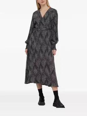 GESTUZ Patterned V-neck Midi Dress