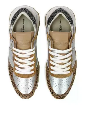 Philippe Model Leopard Print Glitter Trainers