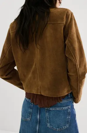 Mango Laura Crop Suede Jacket