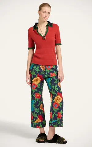 La DoubleJ Picket Polo Top - Solid Terra