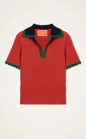 La DoubleJ Picket Polo Top - Solid Terra