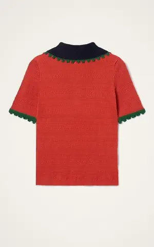 La DoubleJ Picket Polo Top - Solid Terra