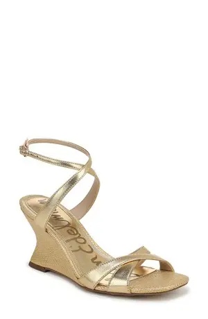 Sam Edelman Ankle Strap Wedge Sandal - Amber Gold