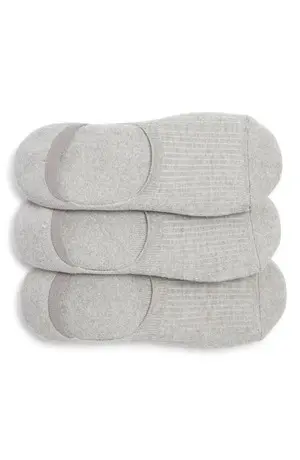 Nordstrom 3-pack Cotton Blend No-show Liner Socks - Grey Heather