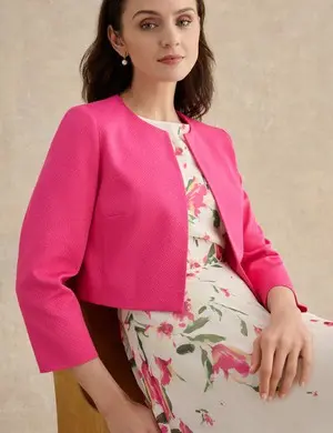 HOBBS LONDON Elize Crepe Jacket - Bright Pink