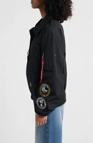 Alpha Industries Patch Detail Relaxed Fit Flight Jacket - Black