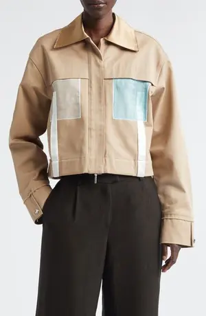 JASON WU Collage Boxy Oversize Organic Cotton Twill Jacket - Cardboard