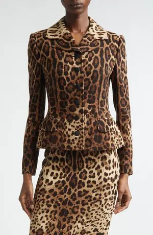 Dolce & Gabbana Leopard Print Wool Crepe Jacket - Leo New