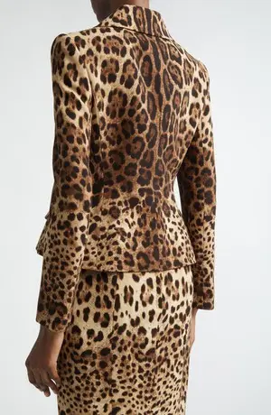 Dolce & Gabbana Leopard Print Wool Crepe Jacket - Leo New