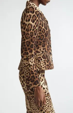 Dolce & Gabbana Leopard Print Wool Crepe Jacket - Leo New
