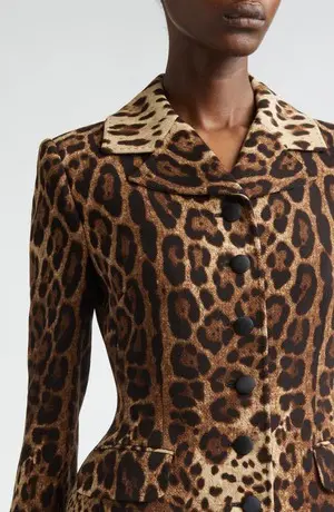 Dolce & Gabbana Leopard Print Wool Crepe Jacket - Leo New