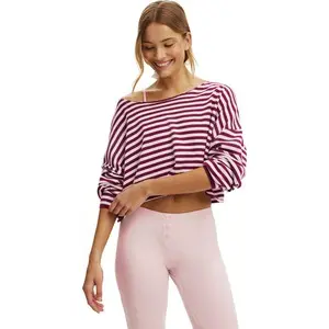 BODY Off The Shoulder Cropped Knit - Crushed Berry Pink Kiss