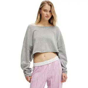 BODY Off The Shoulder Cropped Knit - Grey Marle