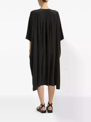YVES SALOMON V-neck Tie Silk Midi Dress