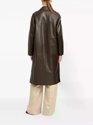 YVES SALOMON Leather Straight Coat