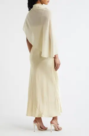 REFORMATION Lilibeth Silk Maxi Dress With Cape - Blonde