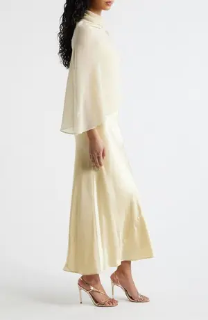REFORMATION Lilibeth Silk Maxi Dress With Cape - Blonde