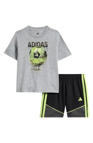 Adidas Soccer Ball Graphic T-shirt & Athletic Shorts Set - Medium Grey Heather
